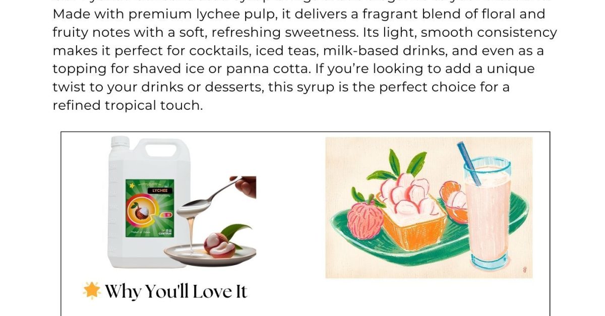 Lychee syrup (5kg x 4jars) - Teationary USA