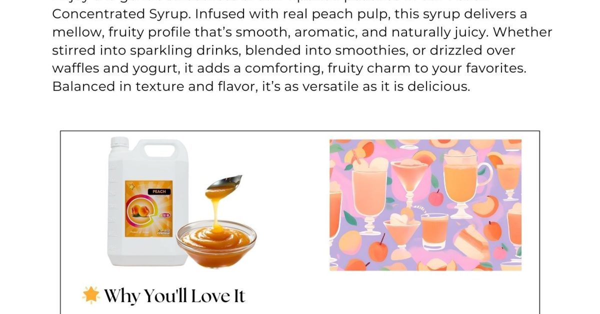 Peach syrup (5kg x 4jars) - Teationary USA