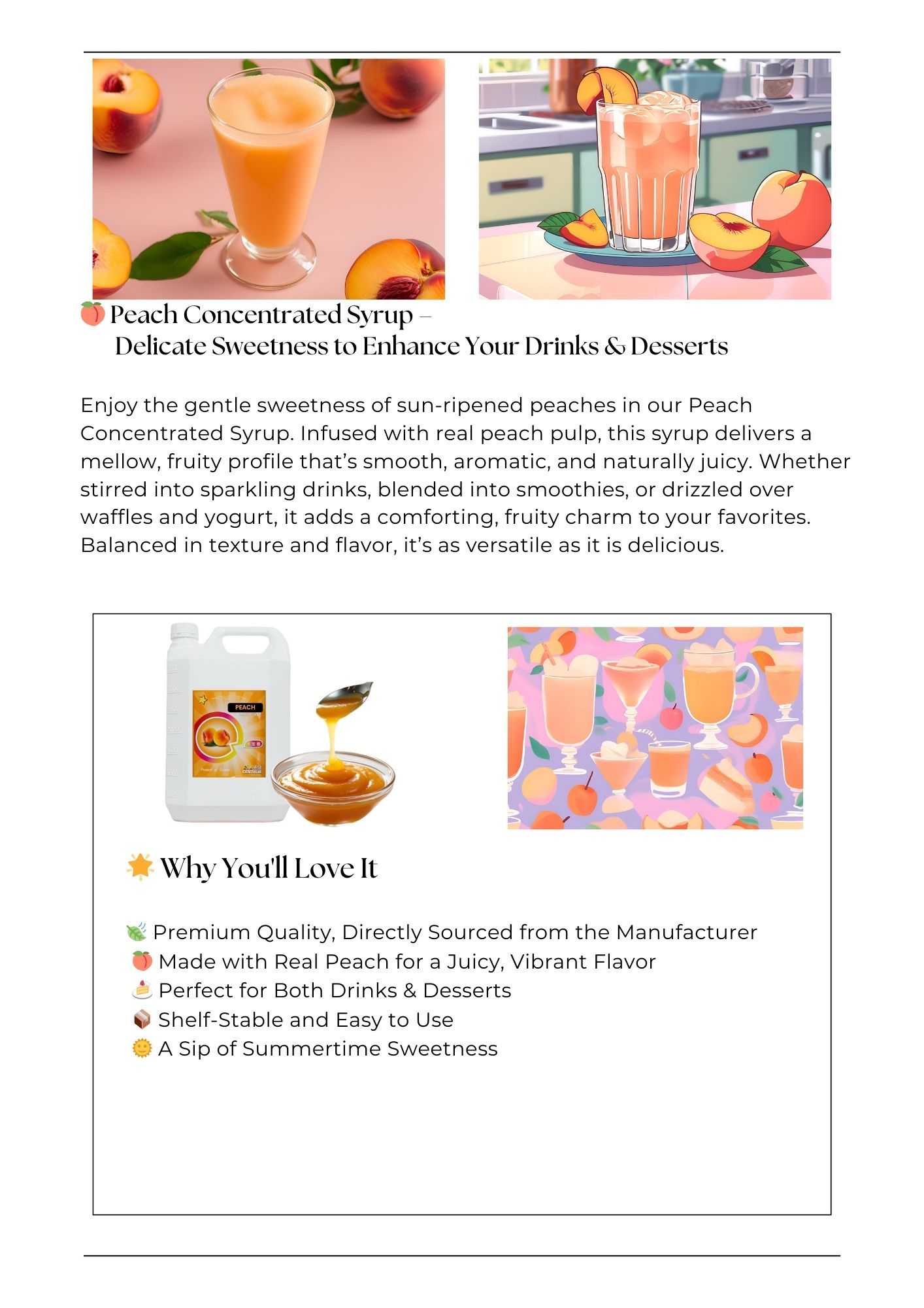 Peach syrup (5kg x 4jars) - Teationary USA